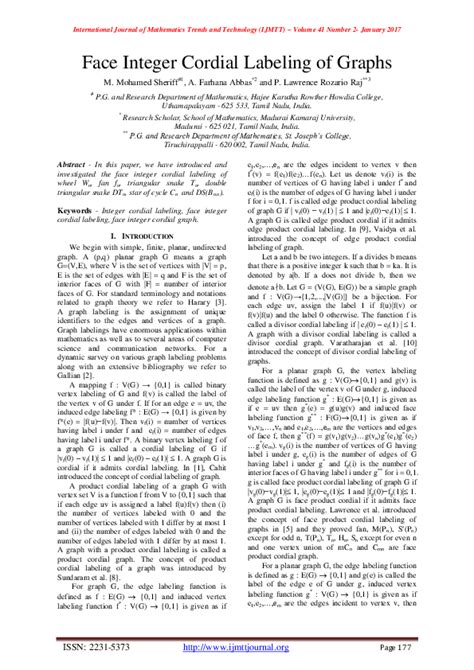 Pdf Face Integer Cordial Labeling Of Graphs