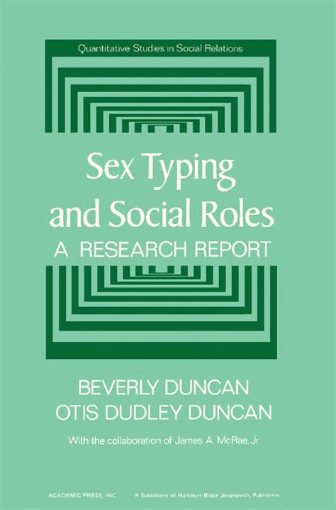 Sex Typing And Social Roles A Research Report Quantitative Studies In