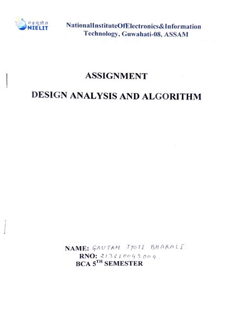 Assignment Daa Gautam Bharali Pdf