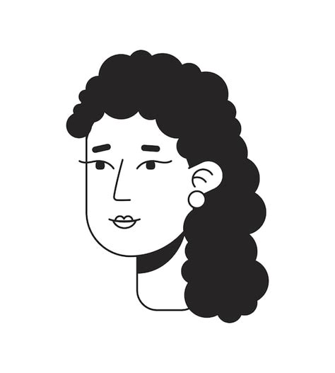 Premium Vector Naturally Curly Haired Pretty Woman Monochrome Flat