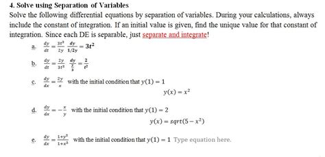 Solved Solve Using Separation Of Variables Can You Check