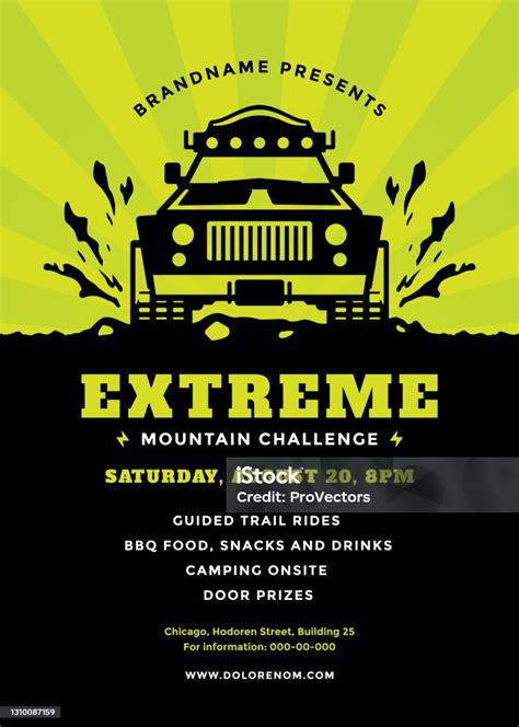 오프로드 트럭 경쟁 포스터 또는 전단지 이벤트 현대 타이포그래피 디자인 템플릿과 4x4 Suv 자동차 실루엣 4x4 자동차에 대한 스톡 벡터 아트 및 기타 이미지 Istock