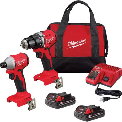 Milwaukee M18 2 Tool Brushless Cordless Compact Drill Driver And Compact Impact Driver Combo Kit