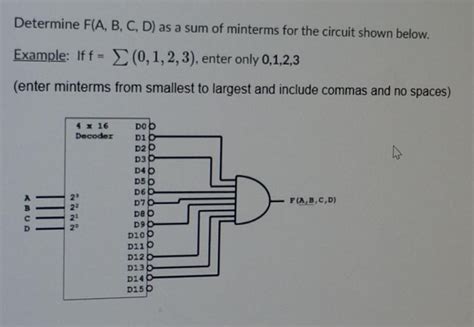 solved determine f a b c d as a sum of minterms for the