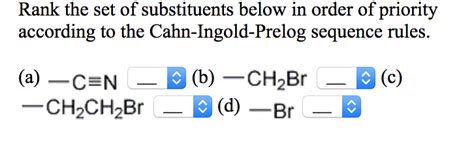 solved rank the set of substituents below in order of