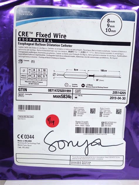 New Boston Scientific 5834 Cre Fixed Wire Esophageal Balloon Dilation