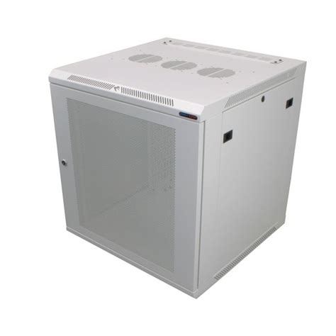 600mm Deep 12u White Wall Mount Rack With 10 32 Threaded Rails And Vented Front Door 600mm Deep