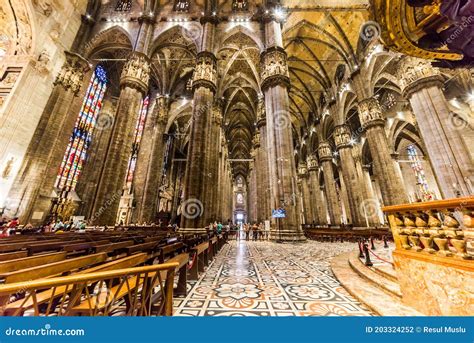 Duomo Di Milano Cathedral Interior View In Duomo Square Milano Italy