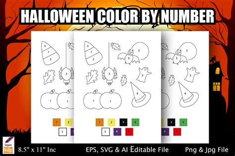 Color By Number Halloween Coloring Pages Graphic By D Stocker