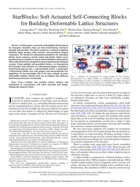 Pdf Starblocks Soft Actuated Self Connecting Blocks For Building Deformable Lattice Structures