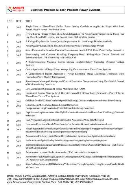 Ieee Power Systems Projects 2017 18 9581464142 Pdf Business
