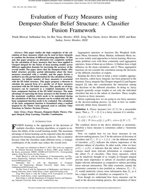 pdf evaluation of fuzzy measures using dempster shafer belief