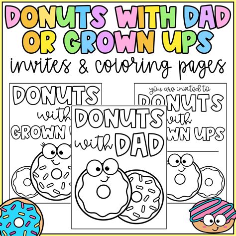 Donuts With Dad And Donuts With Grown Ups Coloring Pages And Invitations Etsy Canada Dad