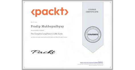 Completion Certificate For The Complete Langchain And Llms Guide Pradip