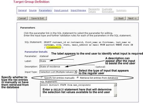 section 16 target groups from a databaseaccessed by listserv