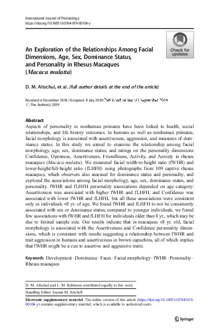 Pdf An Exploration Of The Relationships Among Facial Dimensions Age