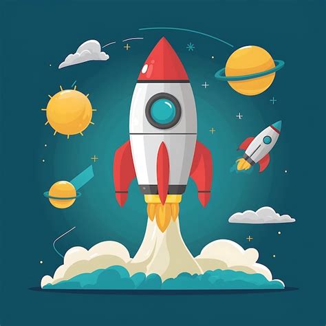 Rocket Launch Vector Flat Design Premium Ai Generated Vector