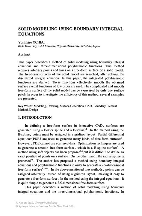 PDF Solid Modelling By Using Boundary Integral Equation
