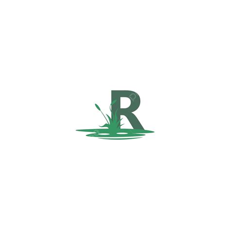 Letter R Behind Puddles And Grass Template Spring Water Lawn Vector
