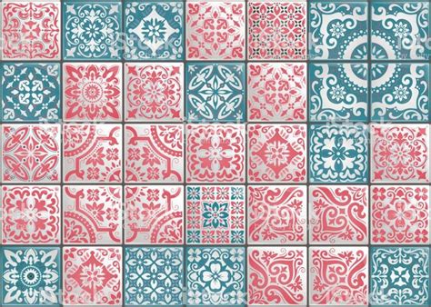 Seamless Patchwork Tile With Victorian Motives Majolica Pottery