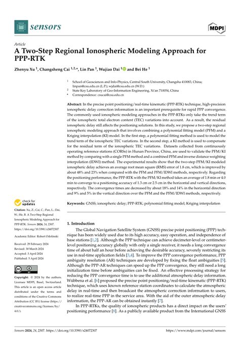 pdf a two step regional ionospheric modeling approach for ppp rtk