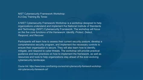 Nist Cybersecurity Framework Csf Workshop For Business Organizations Nist Cybersecurity