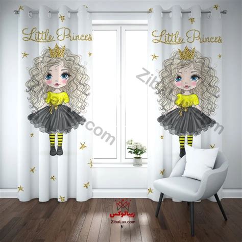 خرید و قیمت پرده تصویری چاپی طرح دخترانه طرح دختر مو فرفری ترب