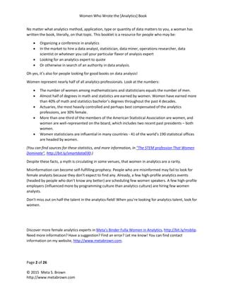 Women Who Wrote The Analytics Book Final PDF