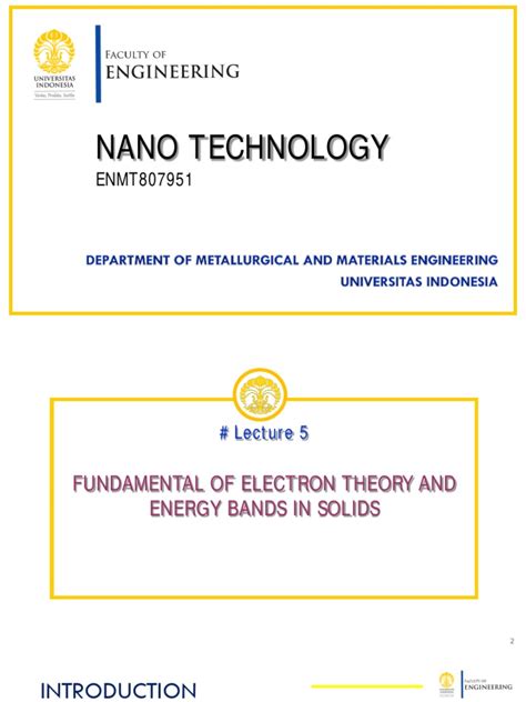 Enmt807951 Nanotechnology Fundamental Of Electron Theory And Energy Bands In Solids Pdf Band
