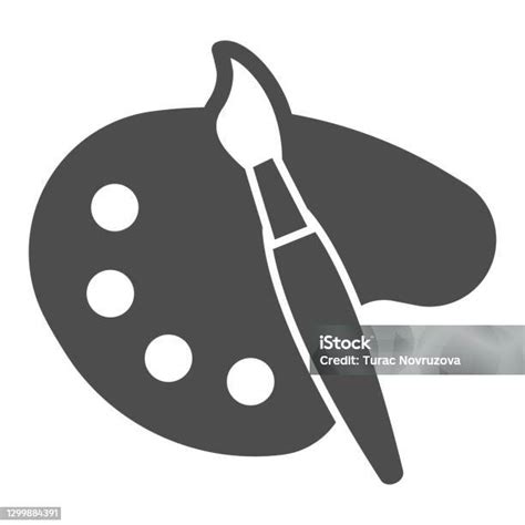 팔레트와 브러시 솔리드 아이콘 온라인 교육 개념 흰색 배경에 아트 사인 모바일 및 웹 디자인을위한 글리프 스타일의 페인트와 브러시 아이콘나무 팔레트 벡터 그래픽 0명에 대한