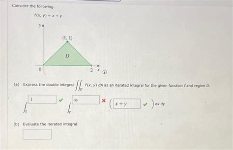 solved consider the following f x y x y ya 1 1 d 0
