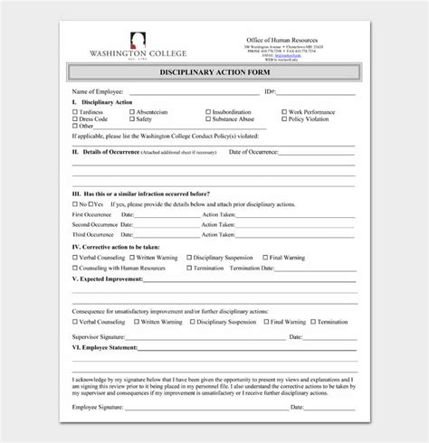 Printable Employee Write Up Forms FREE Word PDF
