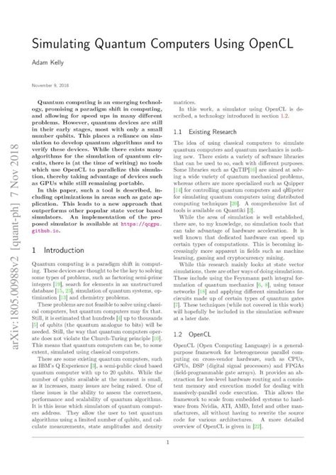 Pdf Simulating Quantum Computers Using Openclfor Simulating Quantum