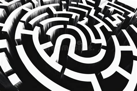Intricate Black And White Maze Design Featuring Complex Pathways And Sharp Contrasts Generative