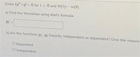 solved given ty y 0 for t 0 and w 1 in 9 a find