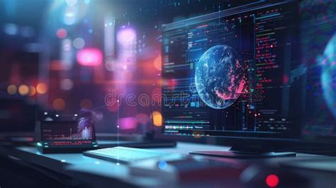 Futuristic Data Visualization On Multiple Screens With Global Network