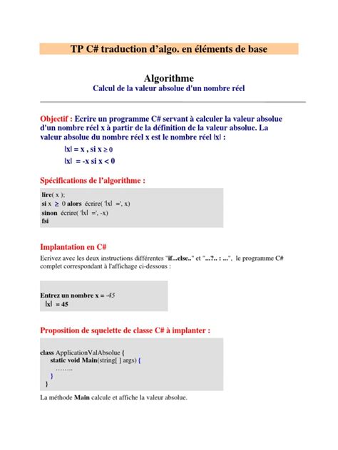 Tp Algorithmes En C Nombre Premier Structure De Contrôle