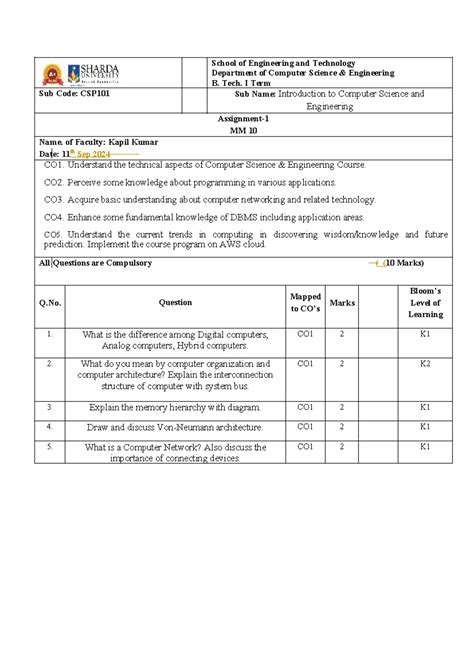 Assignment 1 Csp 1011 School Of Engineering And Technology Department Of Computer Science
