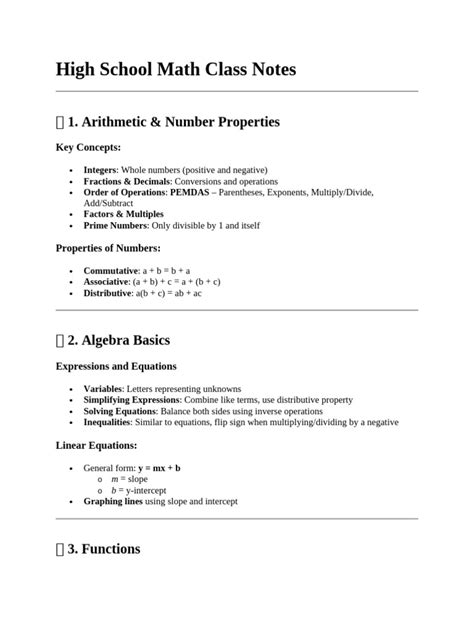 High School Math Class Notes Pdf Equations Function Mathematics