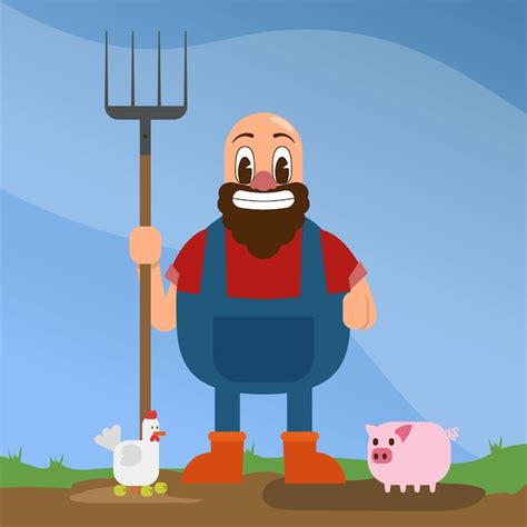 Flat Design Farmer Vector Premium Vector