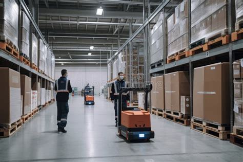 Material Handling And Palletizing Robot Stacking Boxes On Pallet In