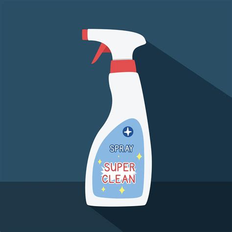 Cleaning Spray Bottle With Long Shadow In Flat Style Vector Illustration Simple Disinfectant