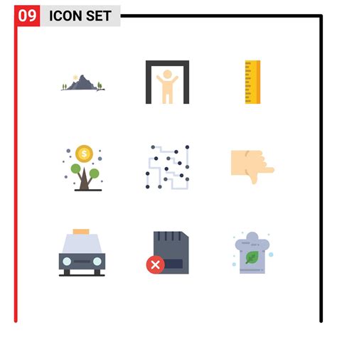 Group Of 9 Flat Colors Signs And Symbols For Electronics Biophysics