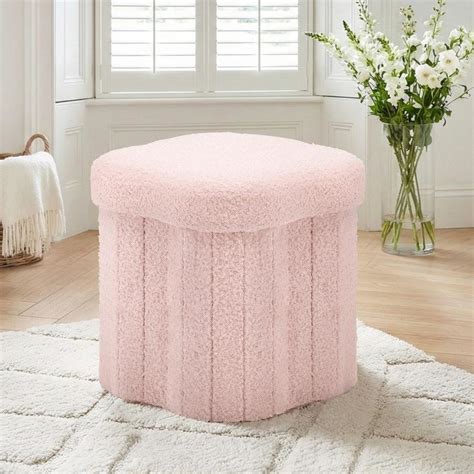 Artiss Storage Ottoman Foot Stool Foldable Pink Big W