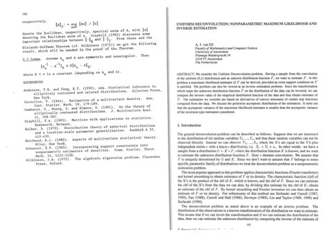 Pdf Uniform Deconvolution Nonparametric Maximum Likelihood And Inverse Estimation