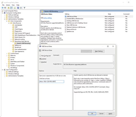 Legacy USB Redirection Configuration Citrix Virtual Apps And Desktops 7 2402 LTSR