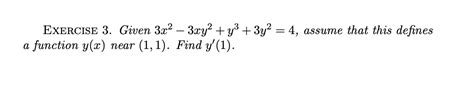 Solved Exercise 3 Given 3x2−3xy2 Y3 3y2 4 Assume That This