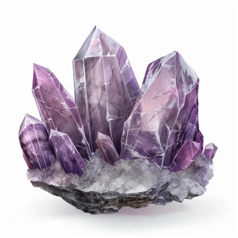 Stunning Purple Amethyst Crystal Cluster On White Background 47083183
