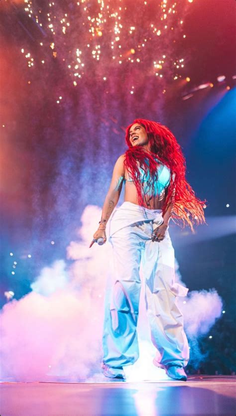 Karol G In Puerto Rico Red Hair Outfits Red Hair Concert Outfit
