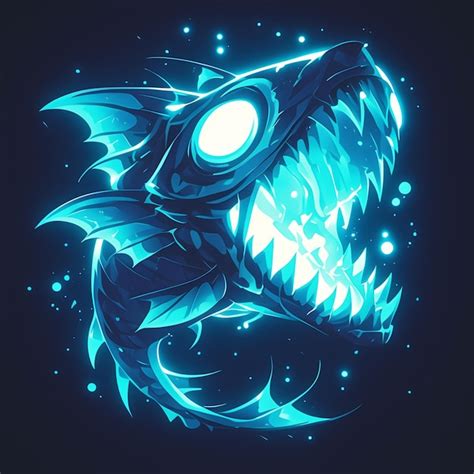 Lanternfish Glowing In The Dark Premium Ai Generated Vector